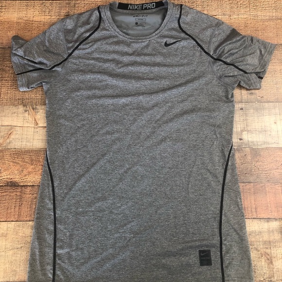 Nike | Shirts | Nike Pro Fitted Short Sleeve Gray Shirt Mens Medium Train Vented Lift Tank Gym ...